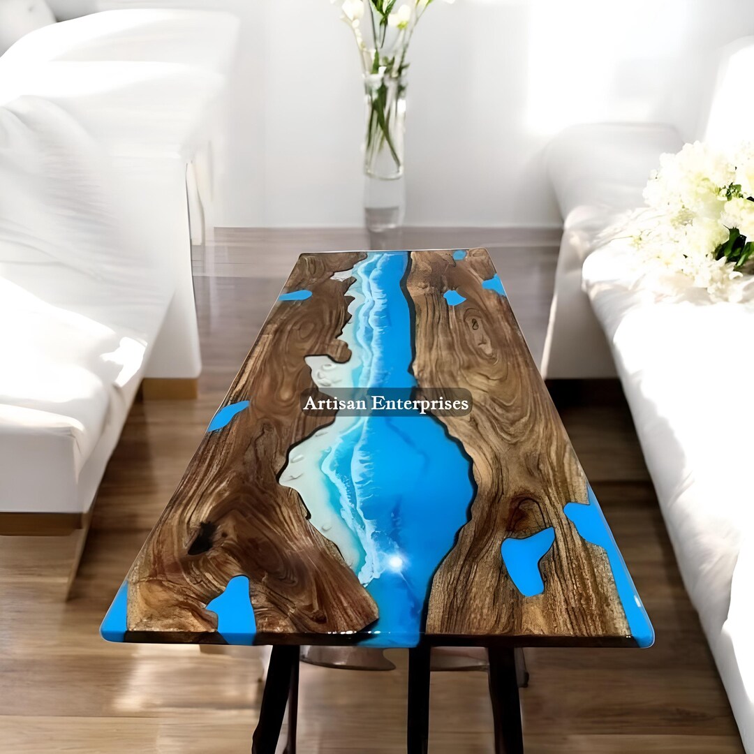 Handmade Epoxy Resin River Table Top: Custom Dining Furniture - Etsy