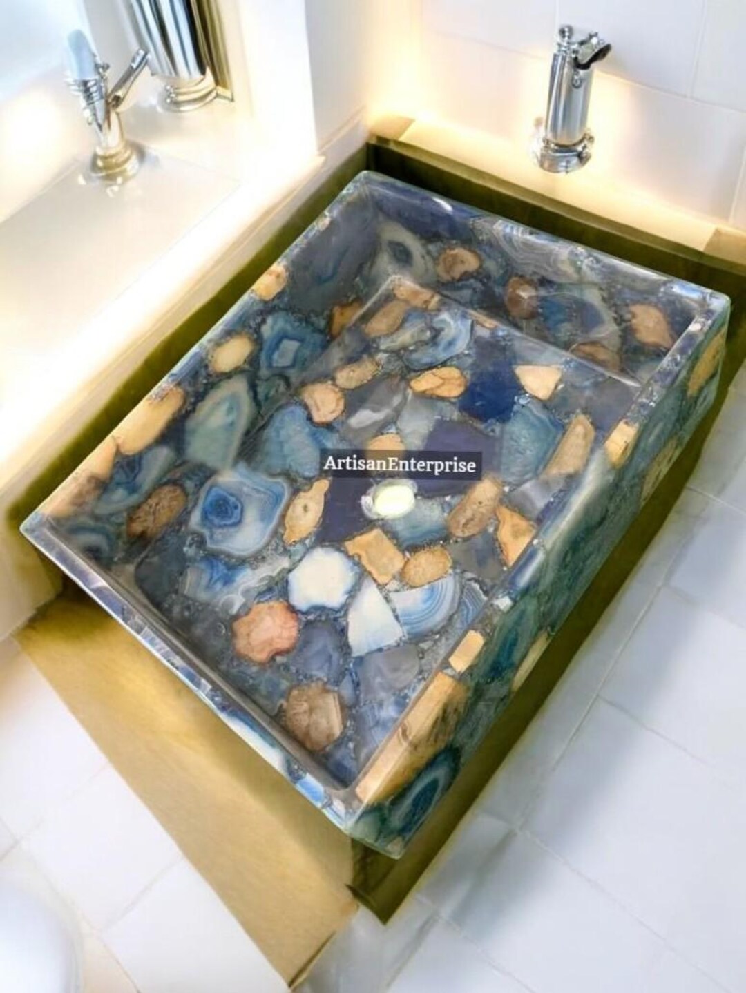 Elegant Agate Stone Sink | Customizable Agate Kitchen & Bathroom Sink ...