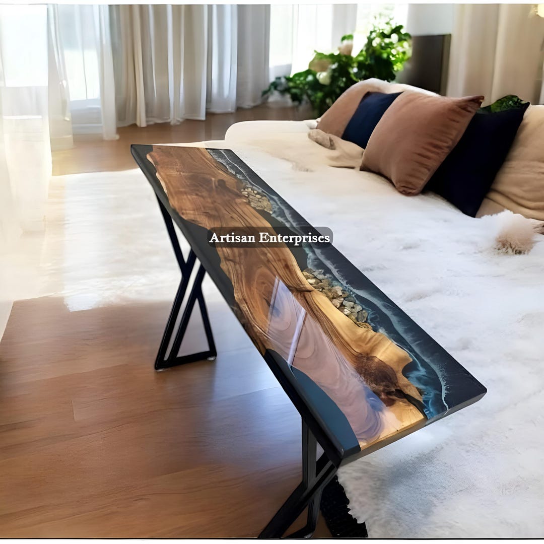 Custom Epoxy Table Acacia Wood Ocean Sea and Waves Countertop Table ...
