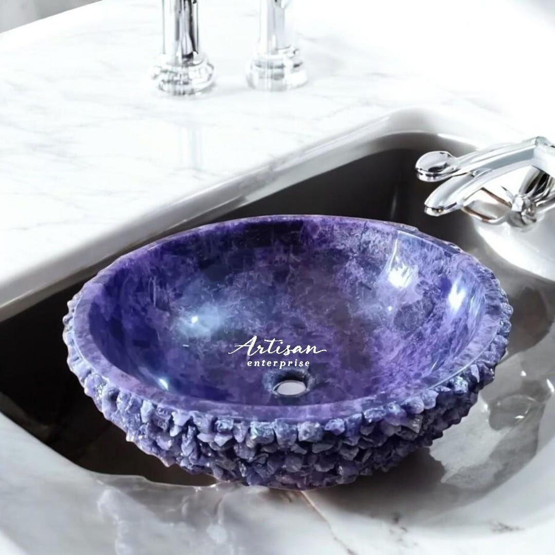 Nature-inspired Amethyst Crystal Gemstone Vessel Decor: Stone and ...