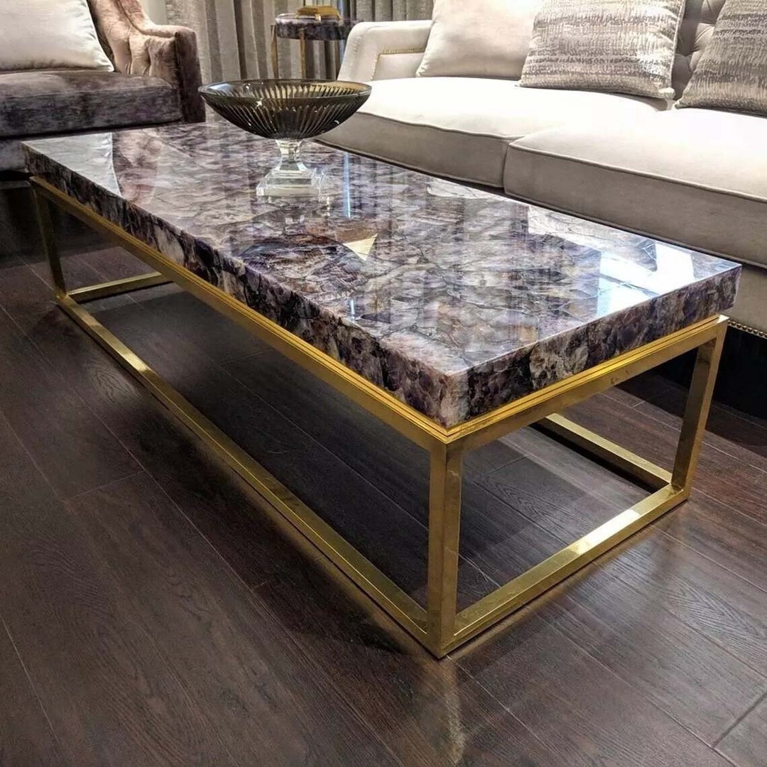 Amethyst Dining Kitchen Counter Table Top Semi Precious Stones Home ...