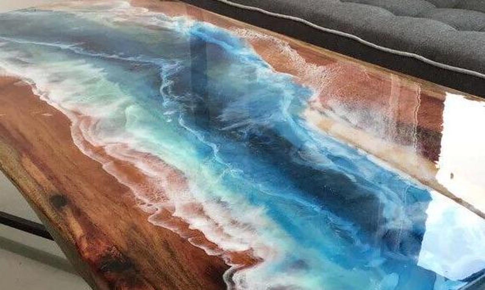 Ocean Wave River Epoxy Resin Table Custom Resin Art Dining Table ...