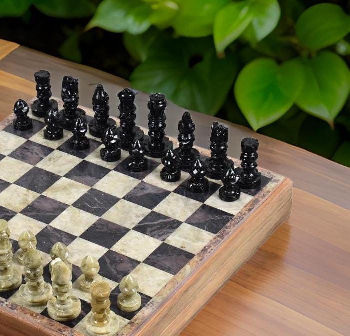 8 Artisan Natural Wooden Chess Board With Hand-carved Pieces and ...