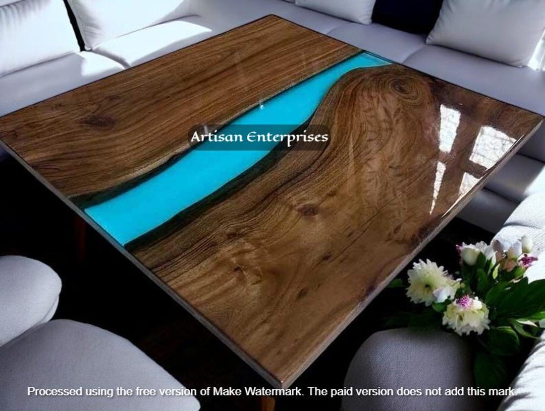 Handmade Square Epoxy Resin Coffee Table: Custom Wood Art - Etsy