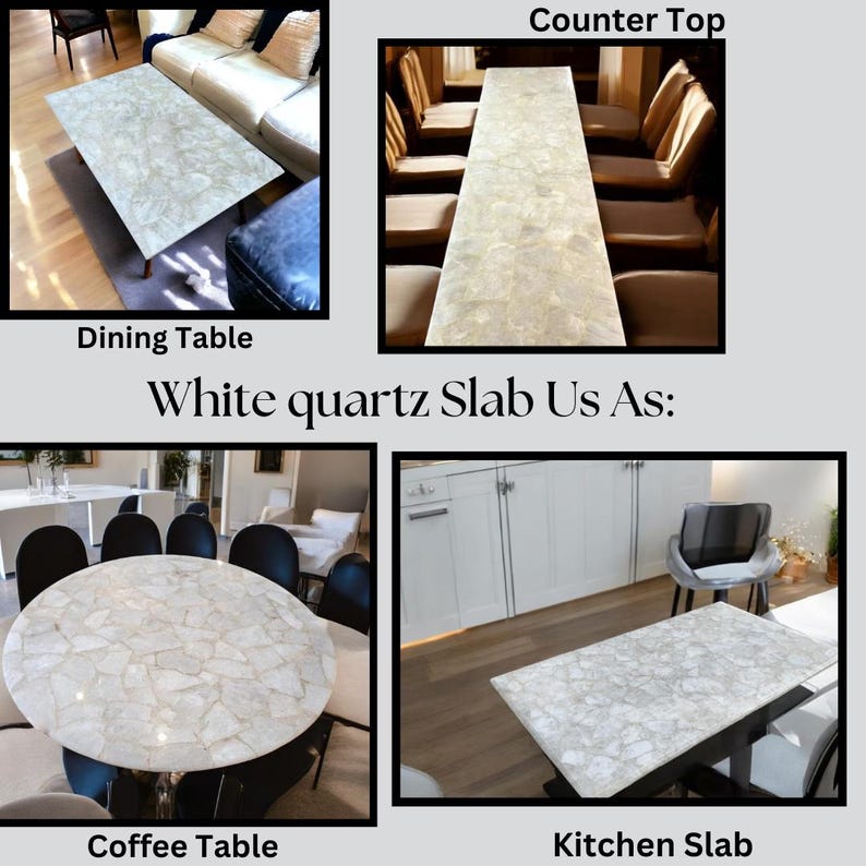 White Quartz Countertop Slab: Natural Gemstone Kitchen & Bathroom Decor ...
