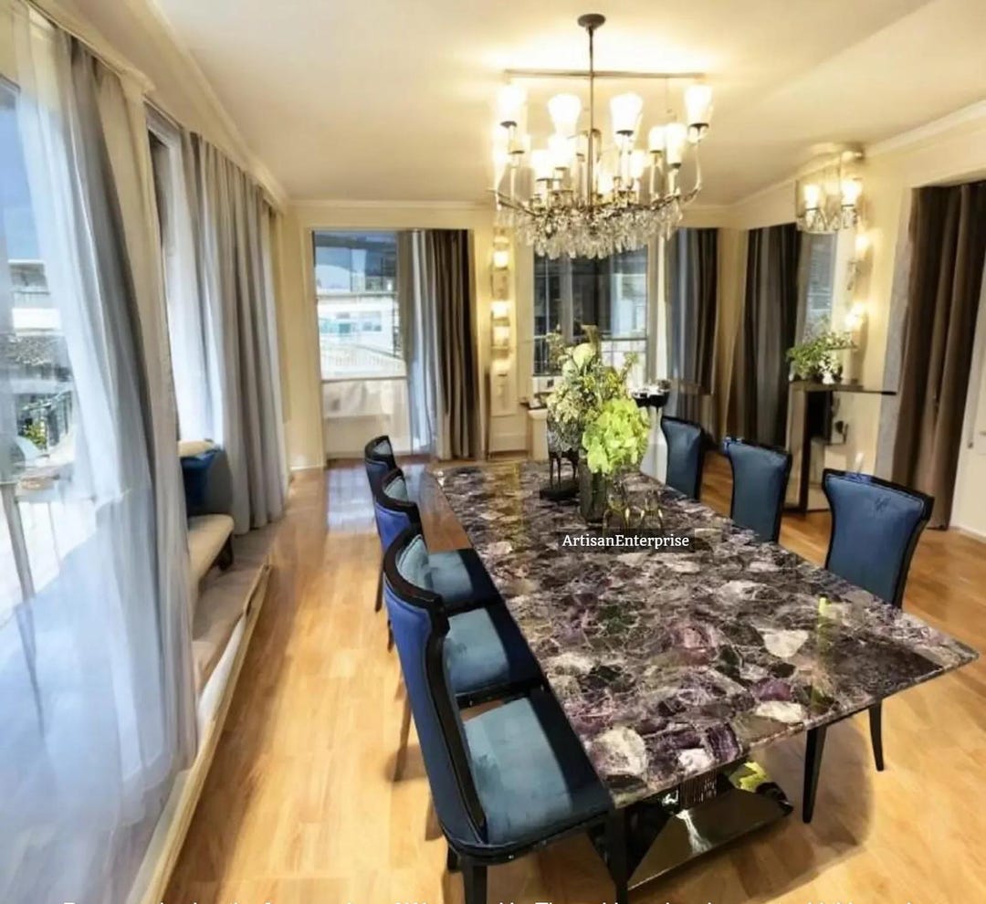Amethyst Stone Dining Table Top Center Countertop Slab Table Luxury ...