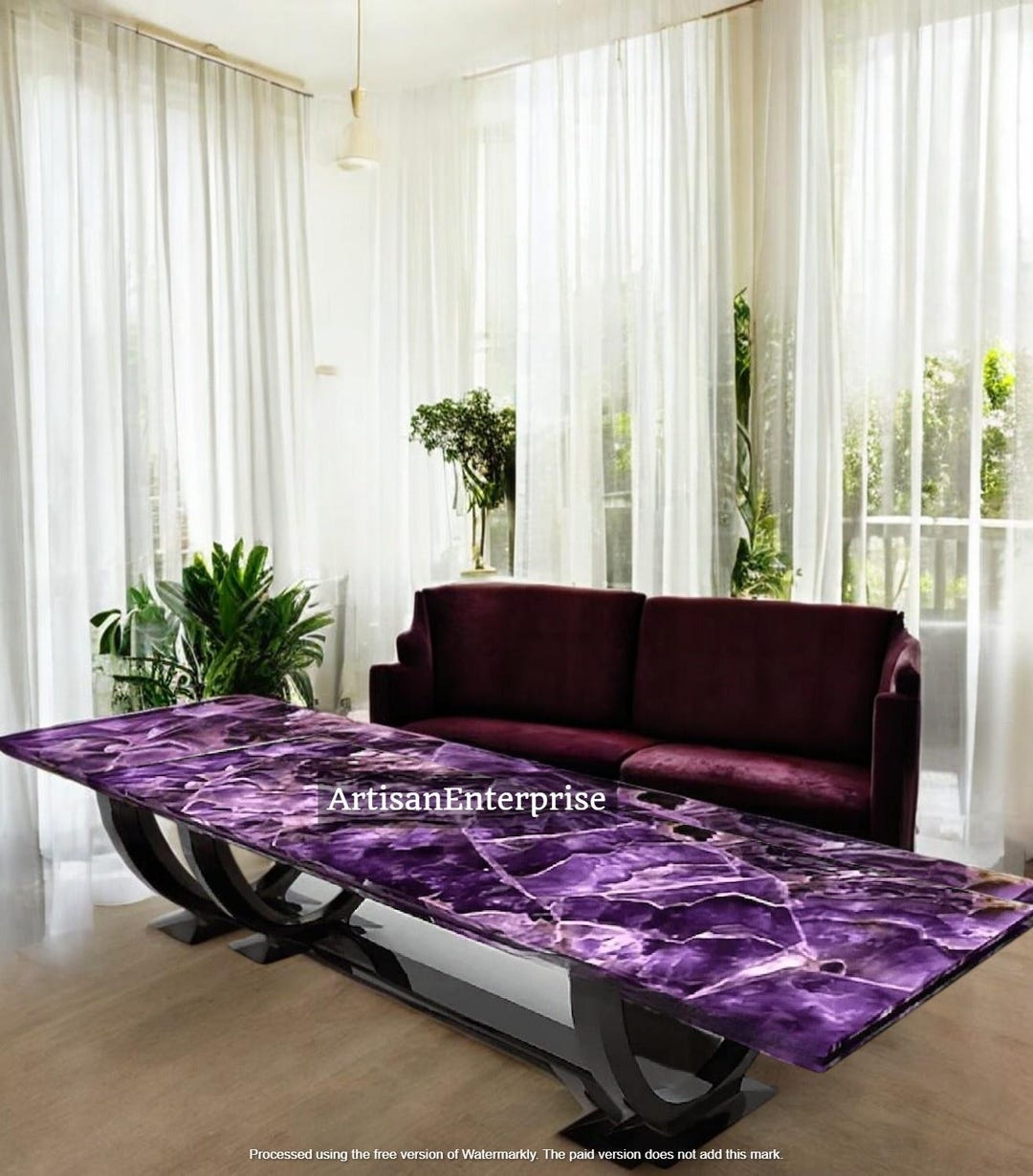 Elegant Amethyst Crystal Table Top: Purple Stone Home Decor - Etsy
