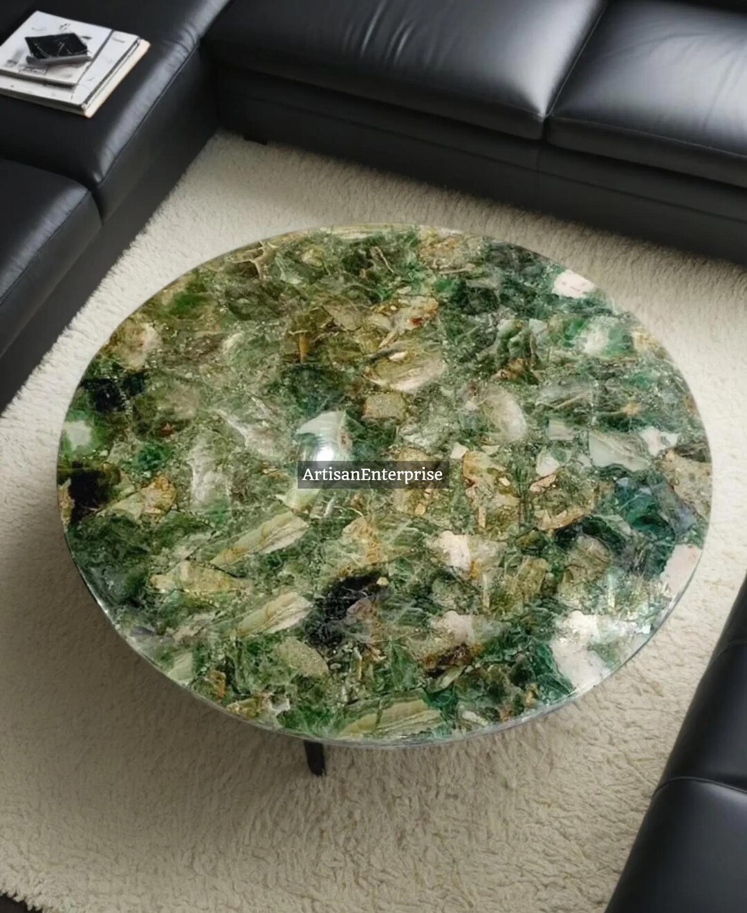 Handmade Green Agate Coffee Table Top: Natural Gemstone, Farmhouse ...
