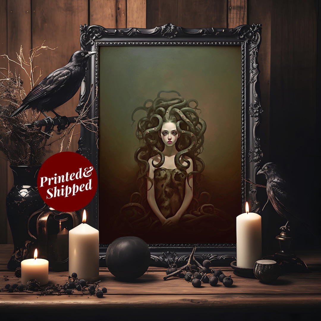 Goth Medusa Print Ghost With Roses Vintage Poster Gothic - Etsy