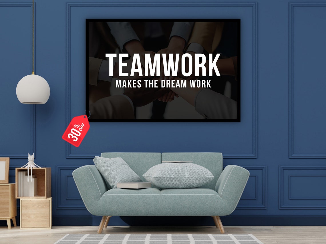 Motivational Wall Art, Teamwork Makes the Dream Work Canvas, Home ...