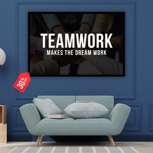 Motivational Wall Art, Teamwork Makes the Dream Work Canvas, Home ...