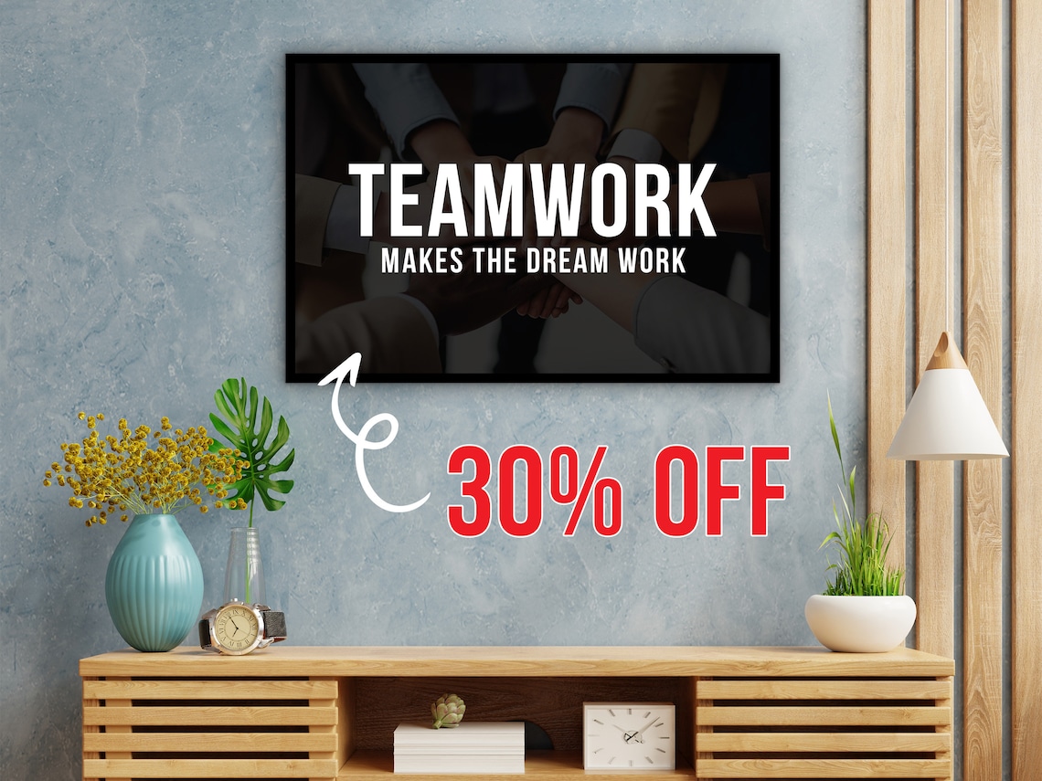 Motivational Wall Art, Teamwork Makes the Dream Work Canvas, Home ...
