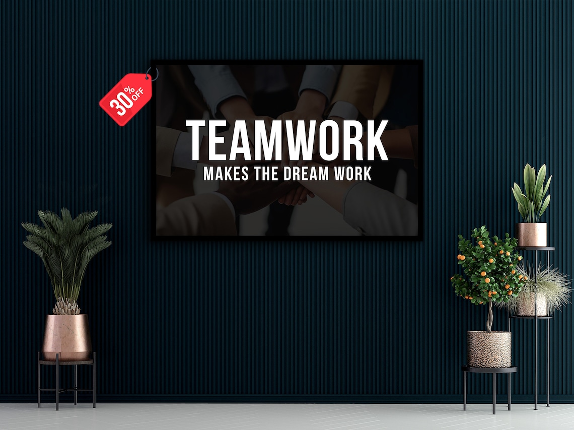 Motivational Wall Art, Teamwork Makes the Dream Work Canvas, Home ...