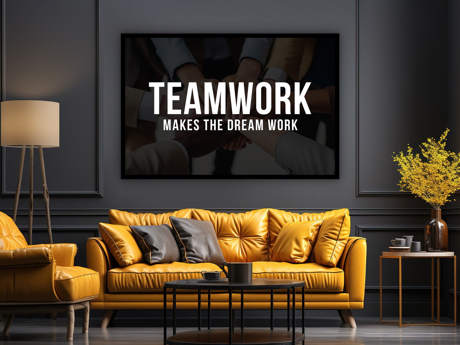 Motivational Wall Art, Teamwork Makes the Dream Work Canvas, Home ...