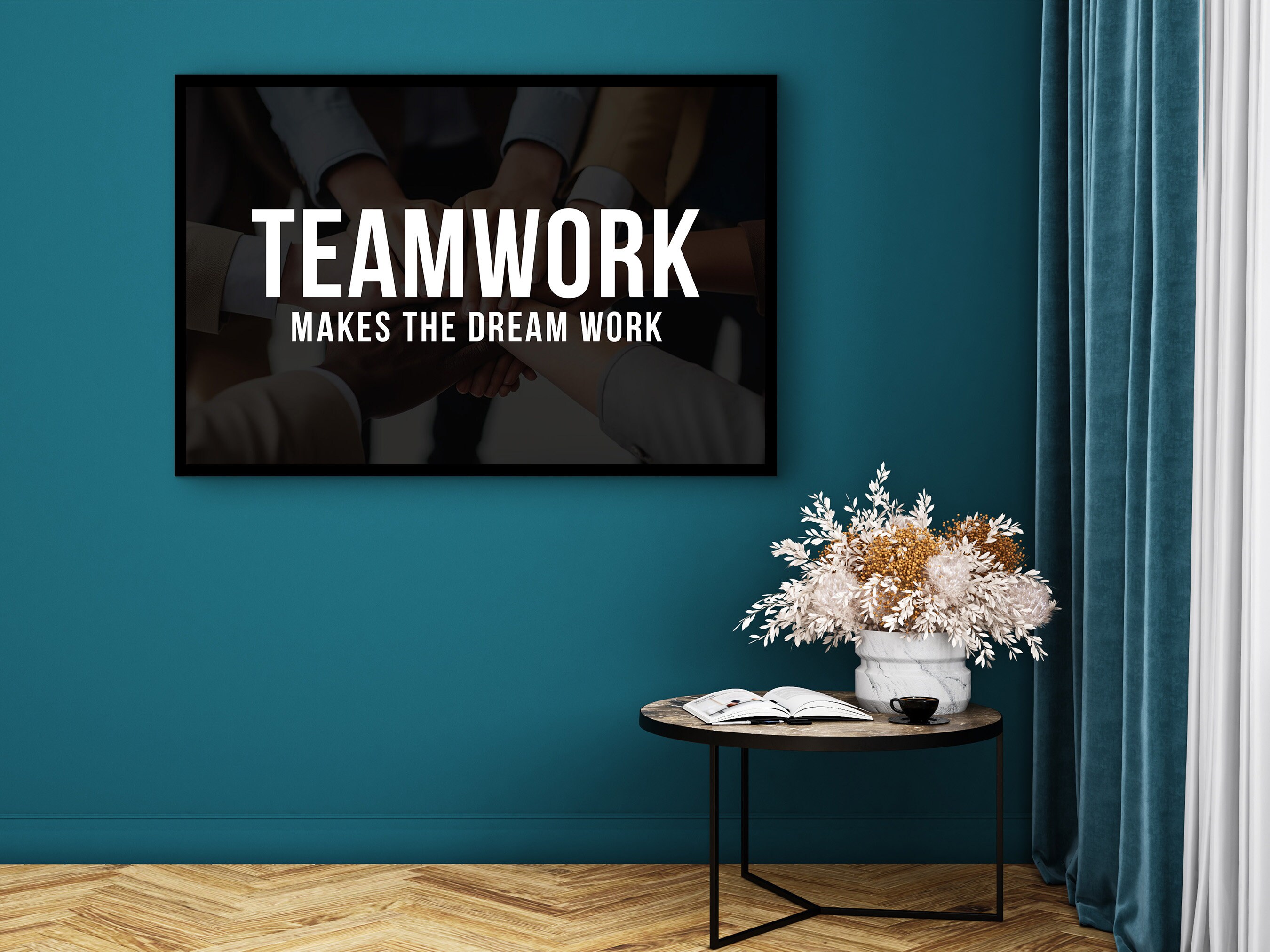 Motivational Wall Art, Teamwork Makes the Dream Work Canvas, Home ...