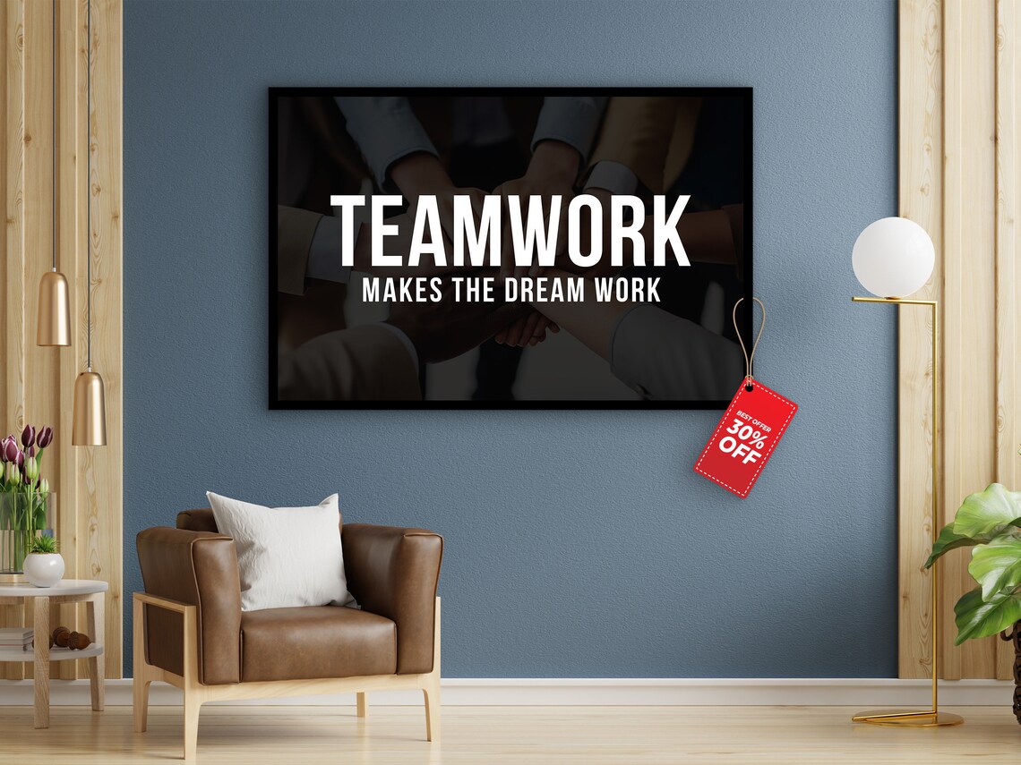 Motivational Wall Art, Teamwork Makes the Dream Work Canvas, Home ...