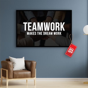 Motivational Wall Art, Teamwork Makes the Dream Work Canvas, Home ...