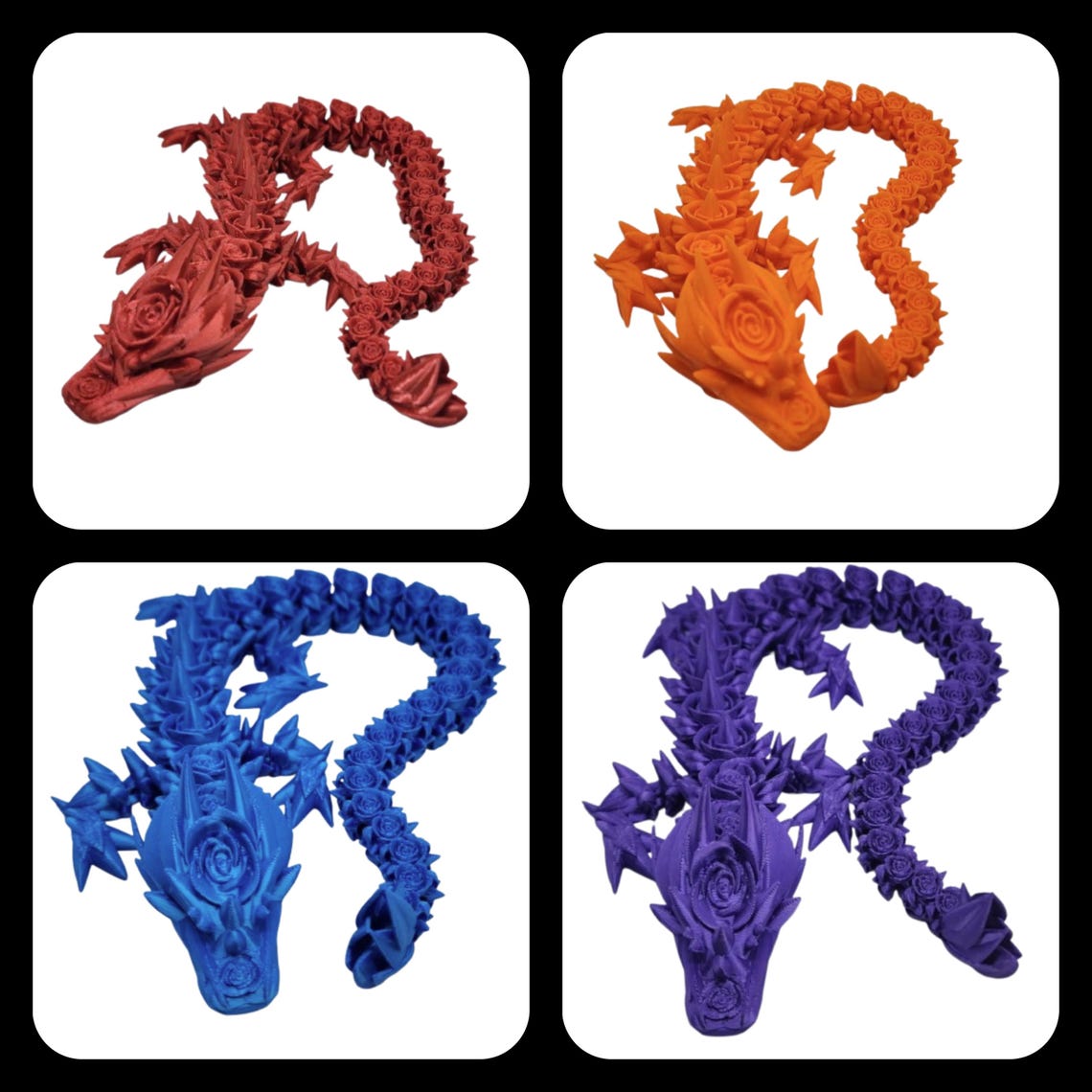 Large Rose Dragon Articulating 8,15,21,29,38 Inches 3D Print Cinderwing ...
