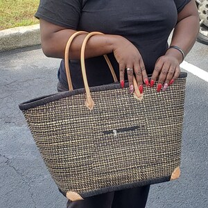 Hand Woven Madagascar Raffia and Leather Tote Bag - Etsy