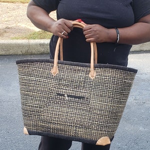 Hand Woven Madagascar Raffia and Leather Tote Bag - Etsy