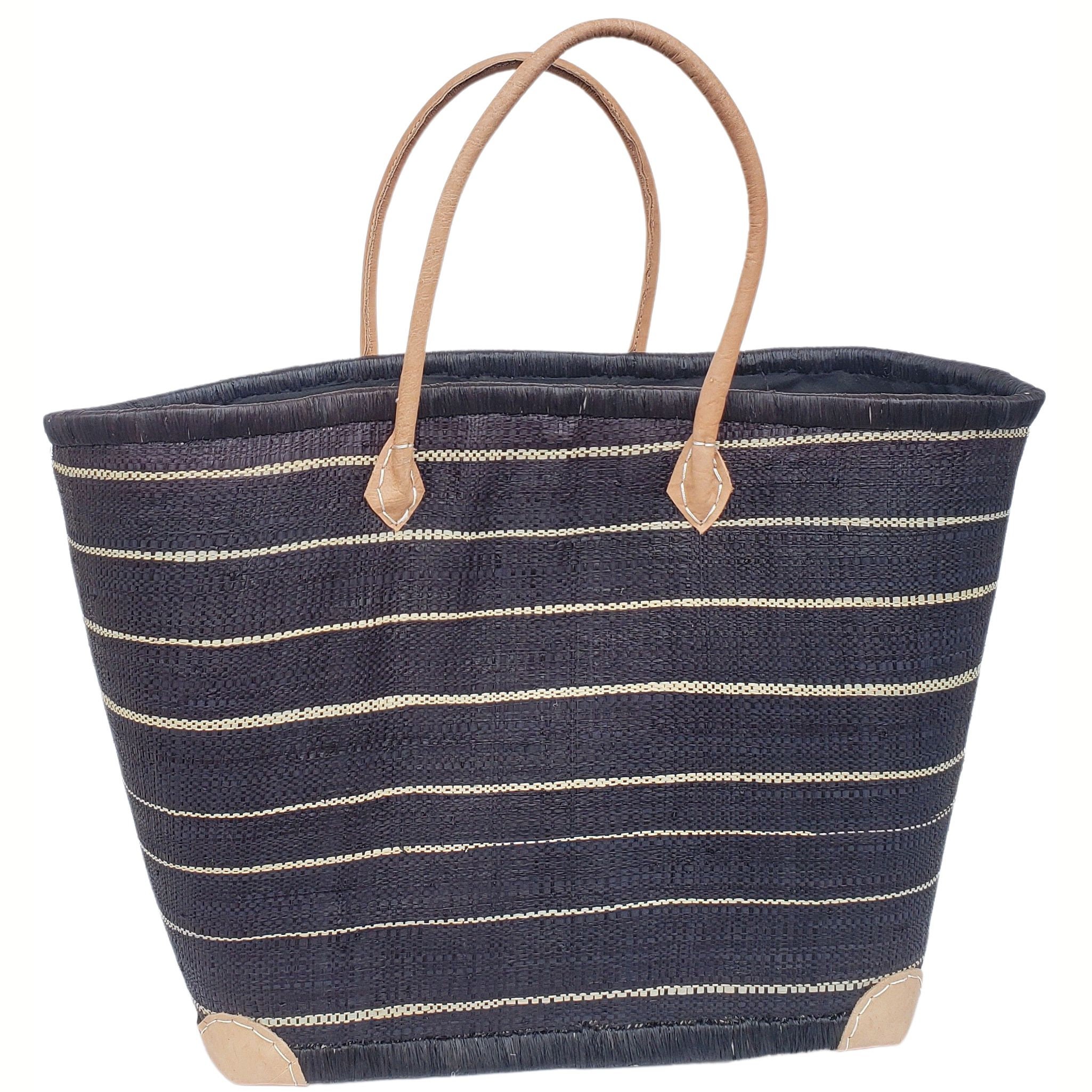 Hand Woven Madagascar Raffia and Leather Tote Bag - Etsy