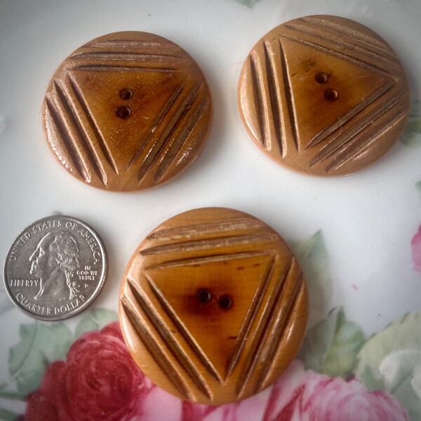 Carved Wood Buttons - Etsy