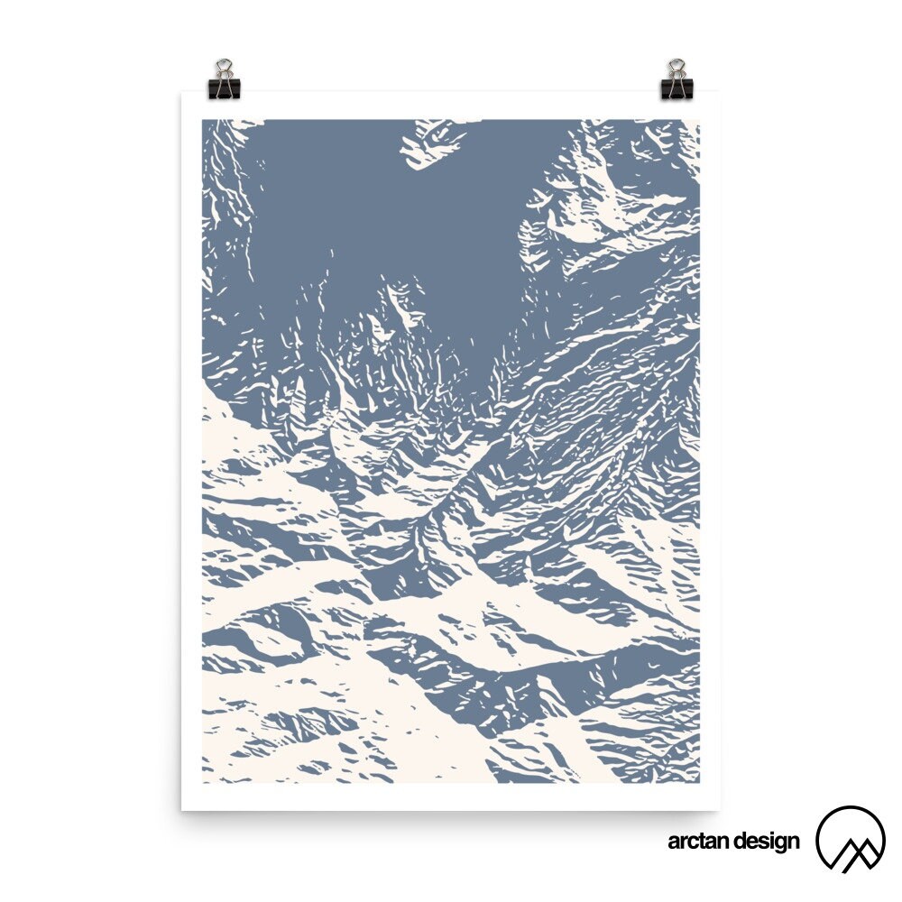Abstract Wall Art Print Minimal Mountain Ridge in Dark Slate Blue - Etsy