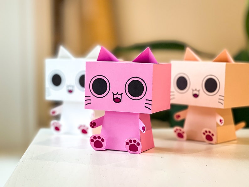 3D Cube Cat | DIY Easy Beginner Papercraft | Digital SVG Template - Etsy