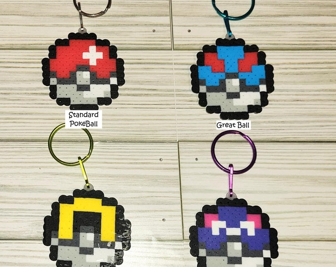 Pokemon Pokeball Perler Bead Keychains - Etsy