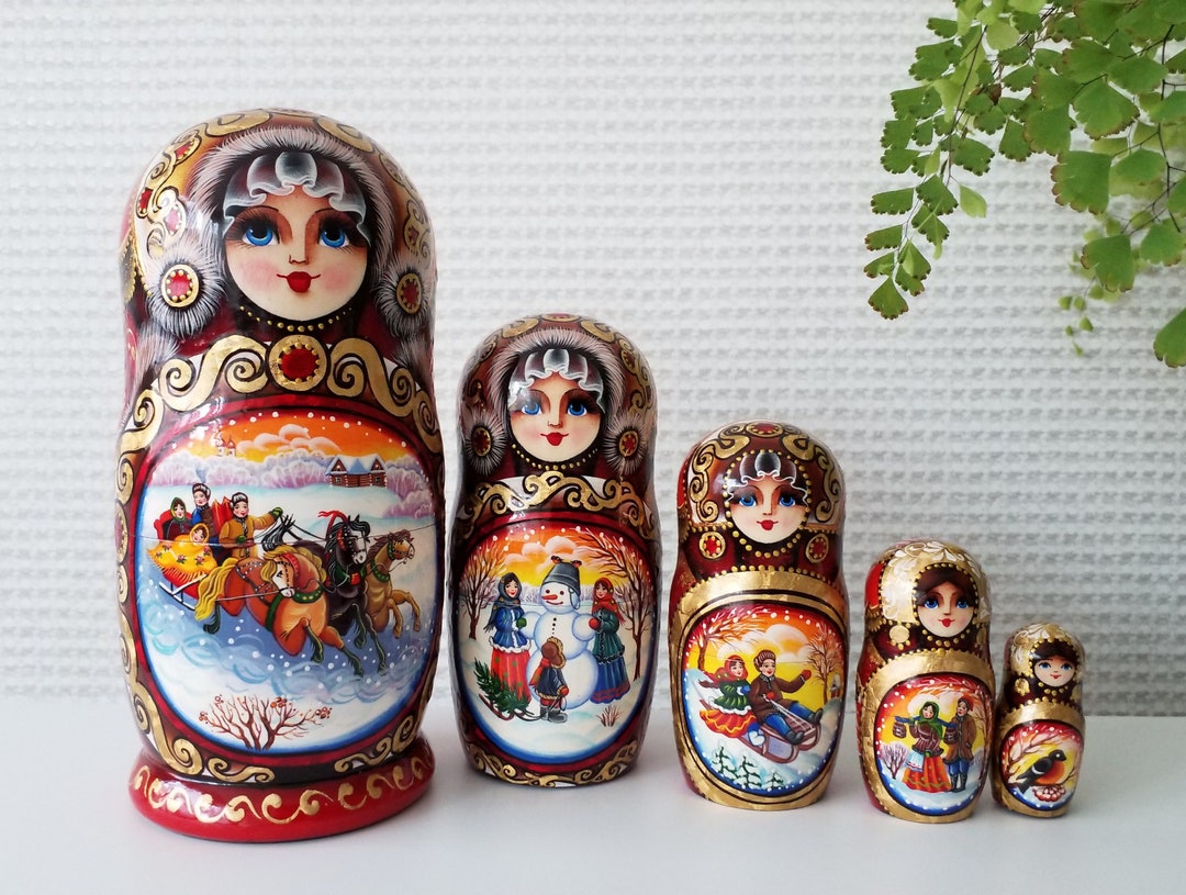 Collectible Artwork Matryoshka Dolls 5pcs Set 7 Height Hand Painted ...