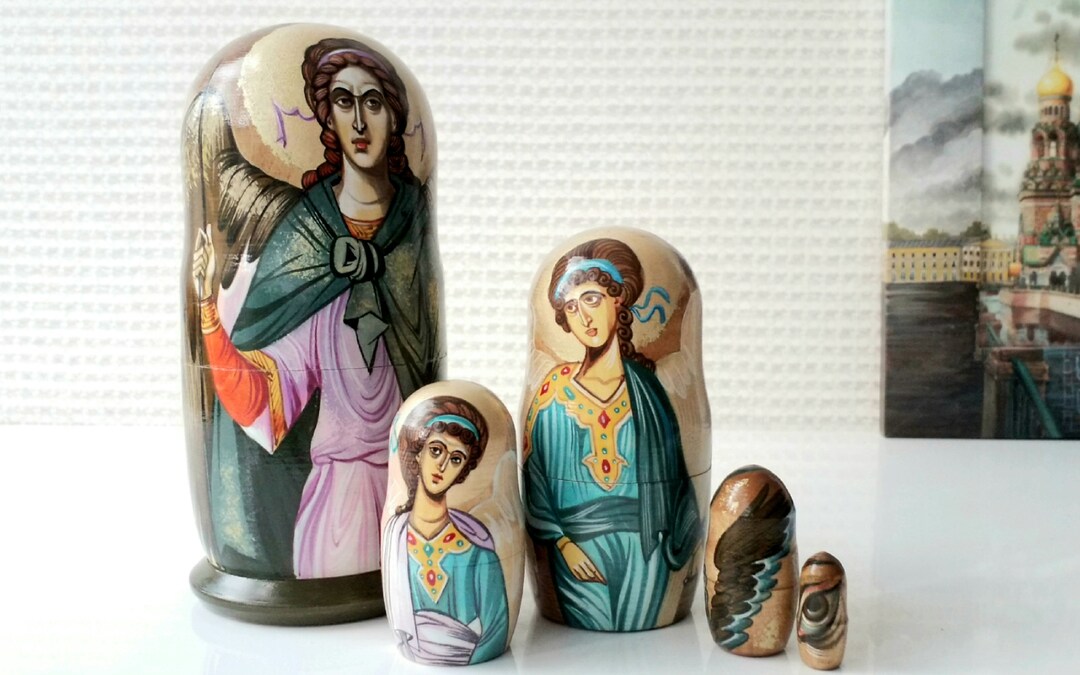 Archangel Gabriel Nesting Dolls: Hand-painted Religious Decor, 5 Piece ...