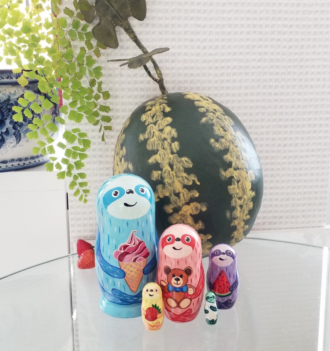 Sloth Family of Five Hand Painted Wooden Toy for Kids Birthday - Etsy