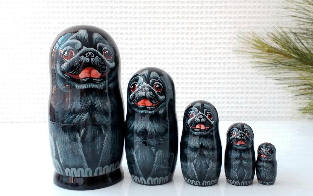 Handmade Pug Nesting Dolls 5": Wooden Stacking Toy - Etsy