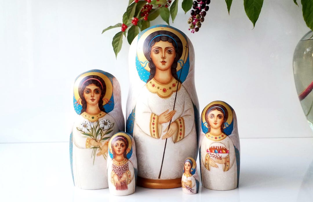 Angel Nesting Dolls: 5-piece Hand-painted Matryoshka Set - Etsy