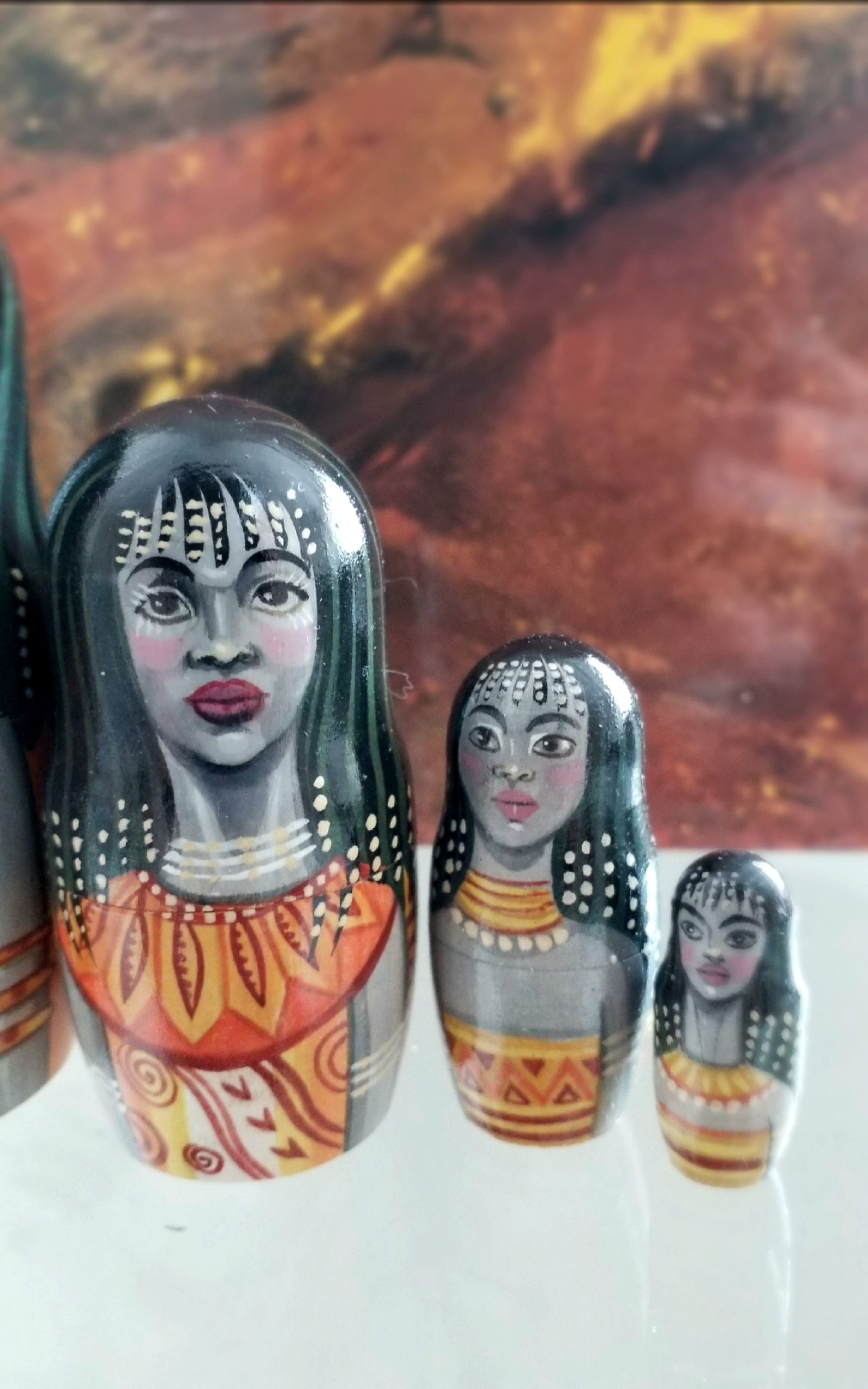 African Queen Nesting Set Dolls Black Women Ethnic Art Rare - Etsy