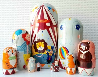 Three Little Pigs and Big Grеy Wolf Nesting Dolls for Kids Matryoshka ...