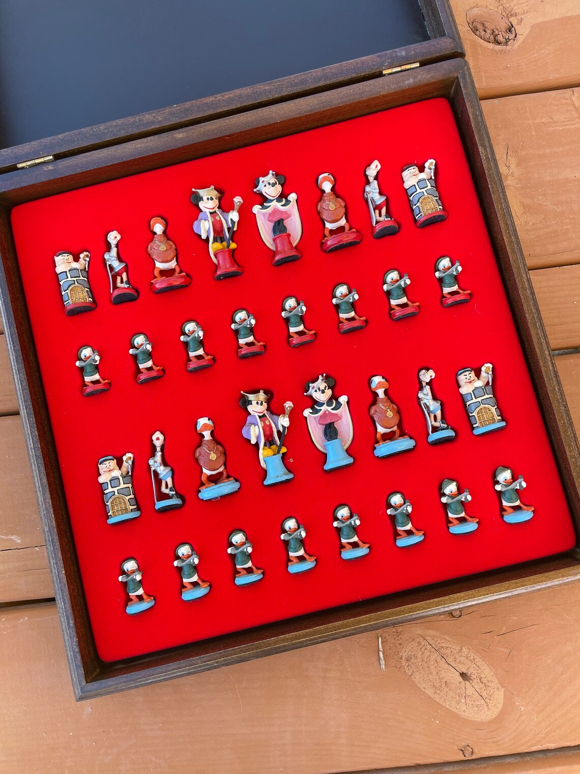 Walt Disney Chess Set Hand Painted Pewter Pieces Micky Mouse - Etsy