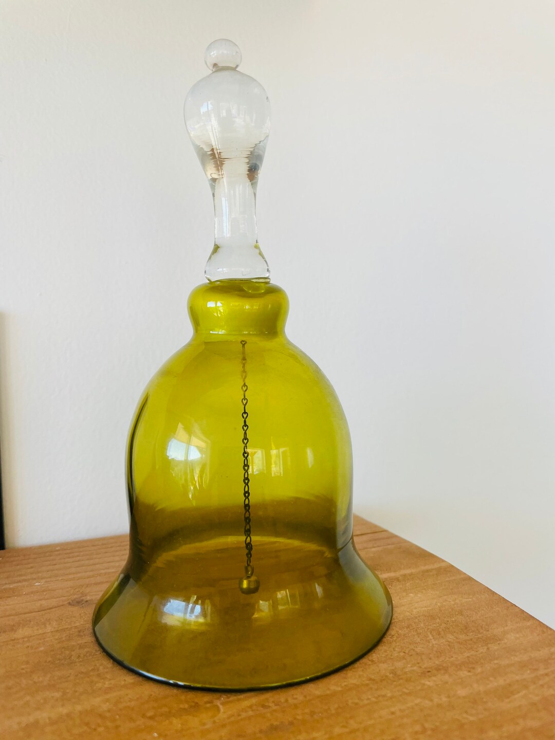 Vintage Green Bell Pilgrim Art Hand Blown Amber Bell - Etsy