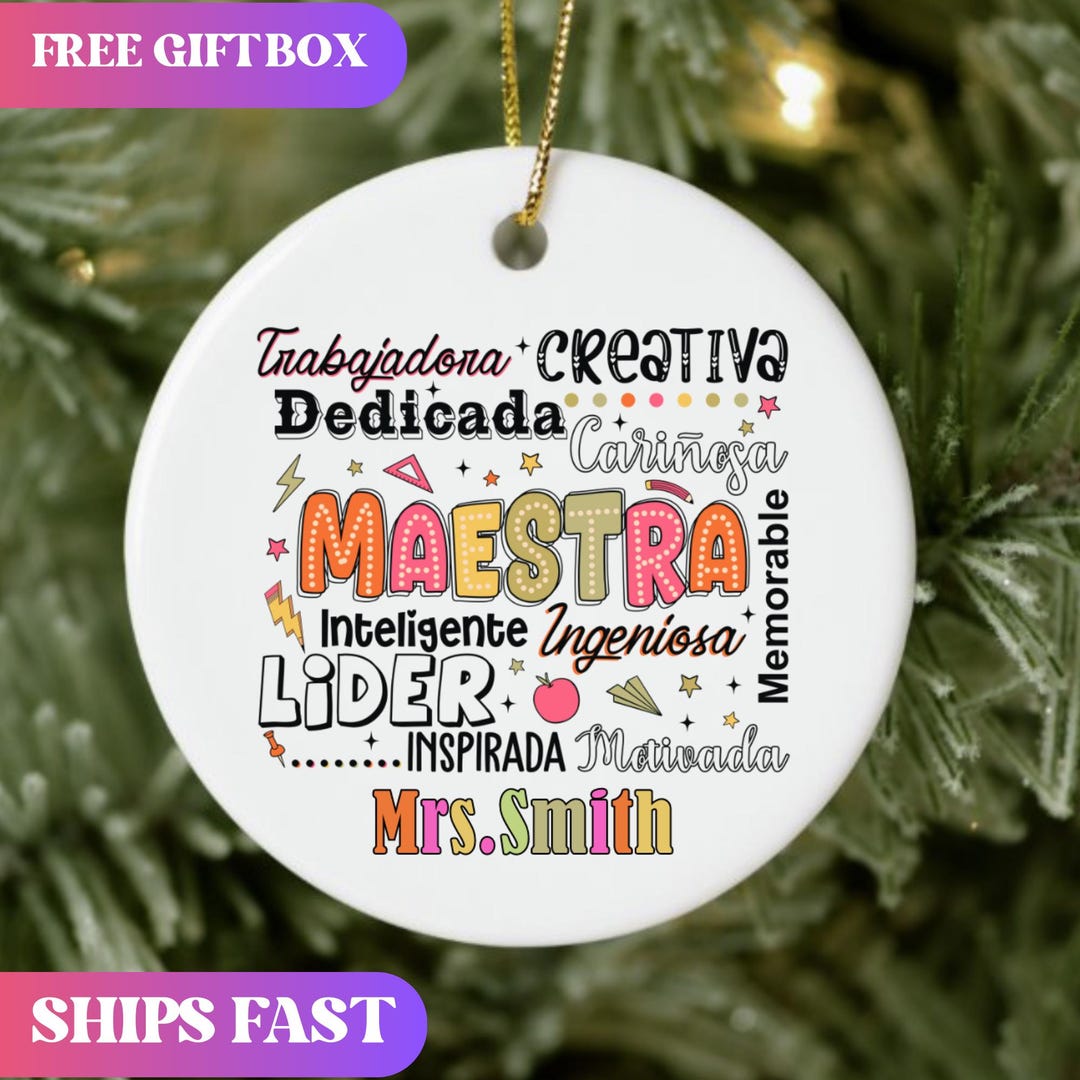 Personalized Maestra Ornament Custom Spanish Teacher Gift for Christmas ...