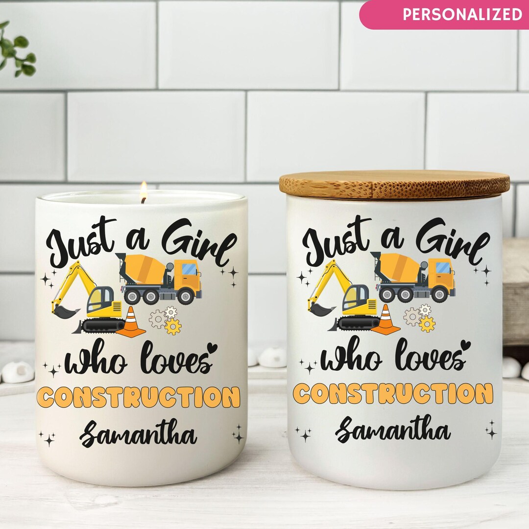 Personalized Construction Worker Candle, Custom Just a Girl Who Loves ...