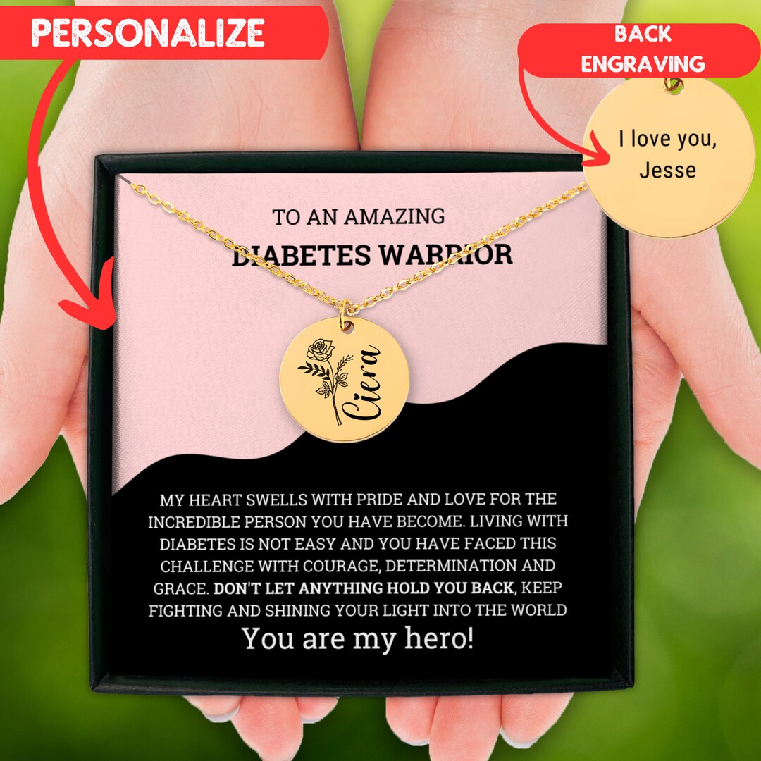 Personalized Type 1 Diabetes Birth Flower Necklace Diaversary Gift for ...