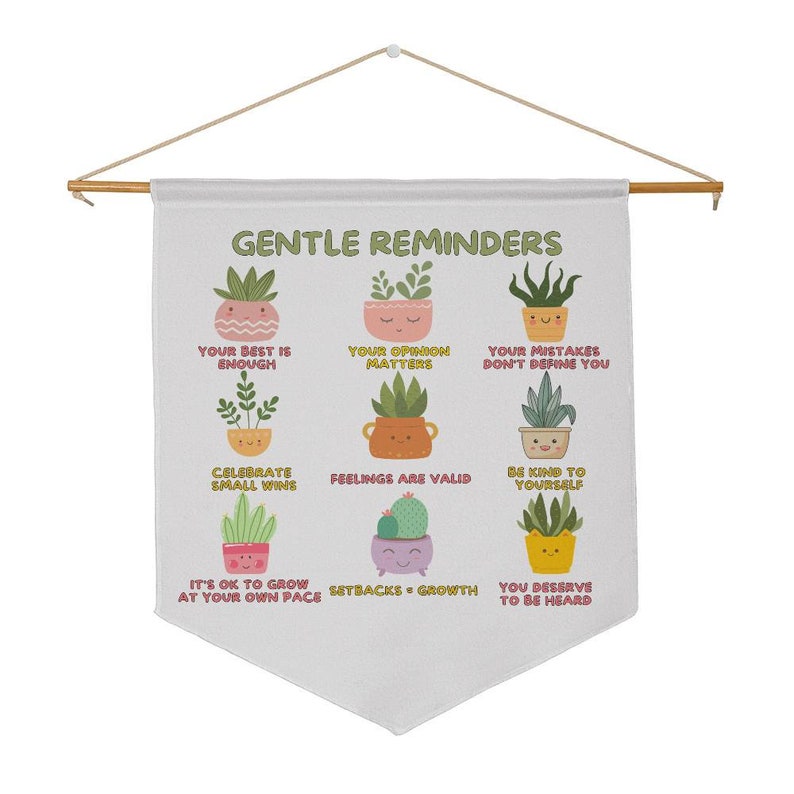Gentle Reminders Wall Pennant Mental Health Wall Art Self Love Reminder ...