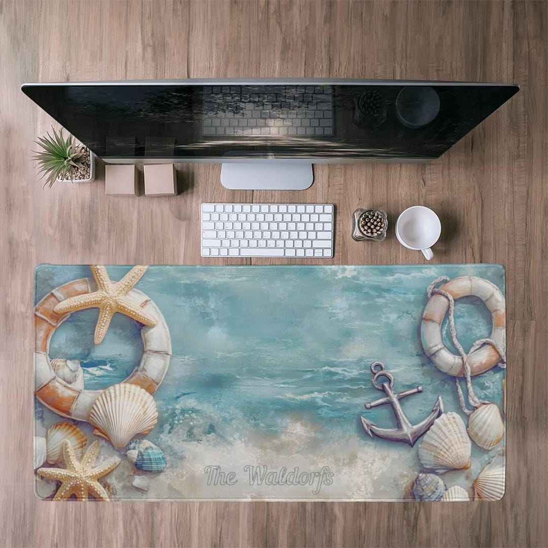 Personalized Beach Decor Desk Mat Extra Large Nautical Extended ...