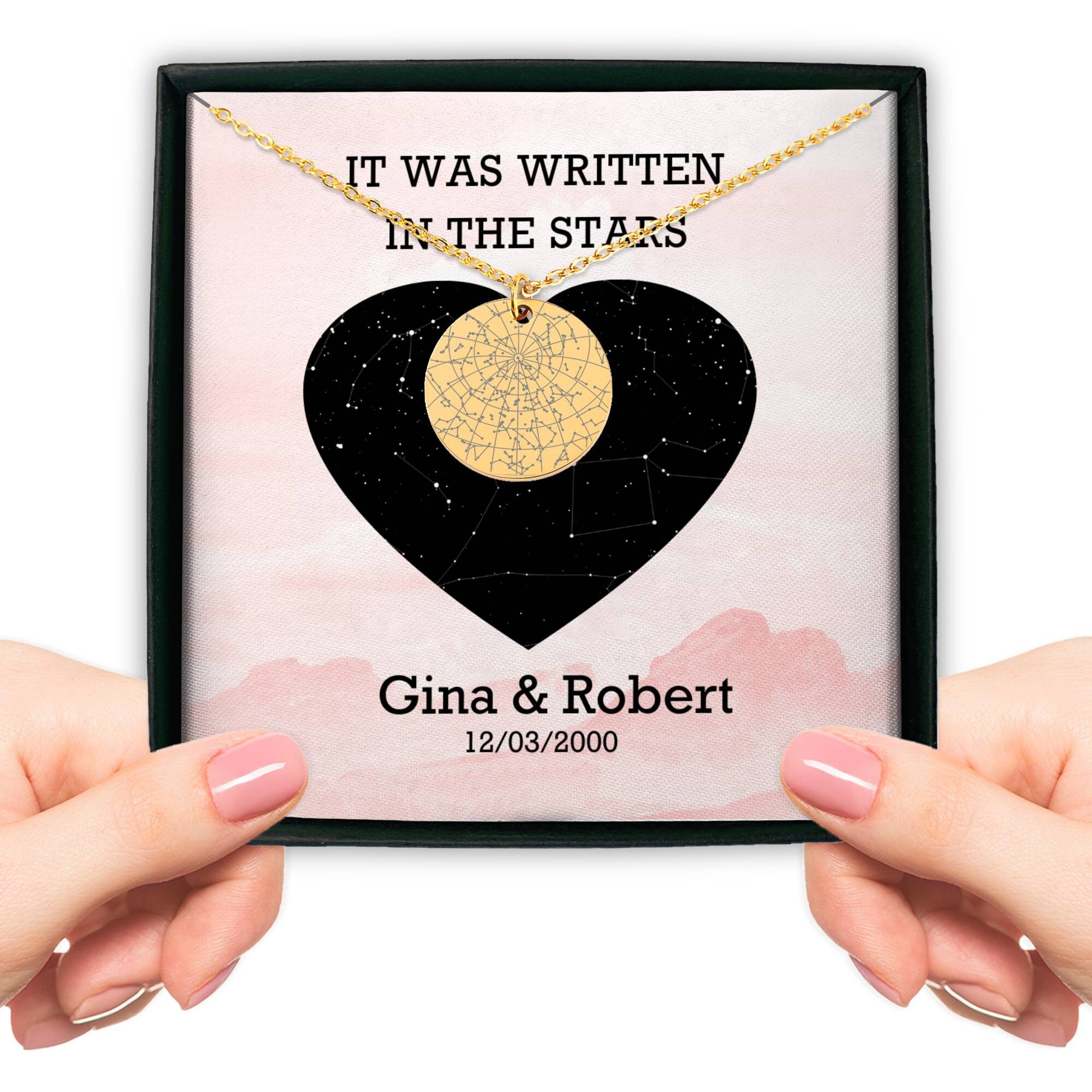 Custom Star Map Necklace Anniversary Gift Personalized Map - Etsy