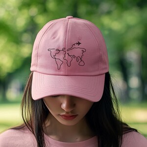 Travel Embroidered Dad Cap, Adventure Hat,world Map Travel Gift ...