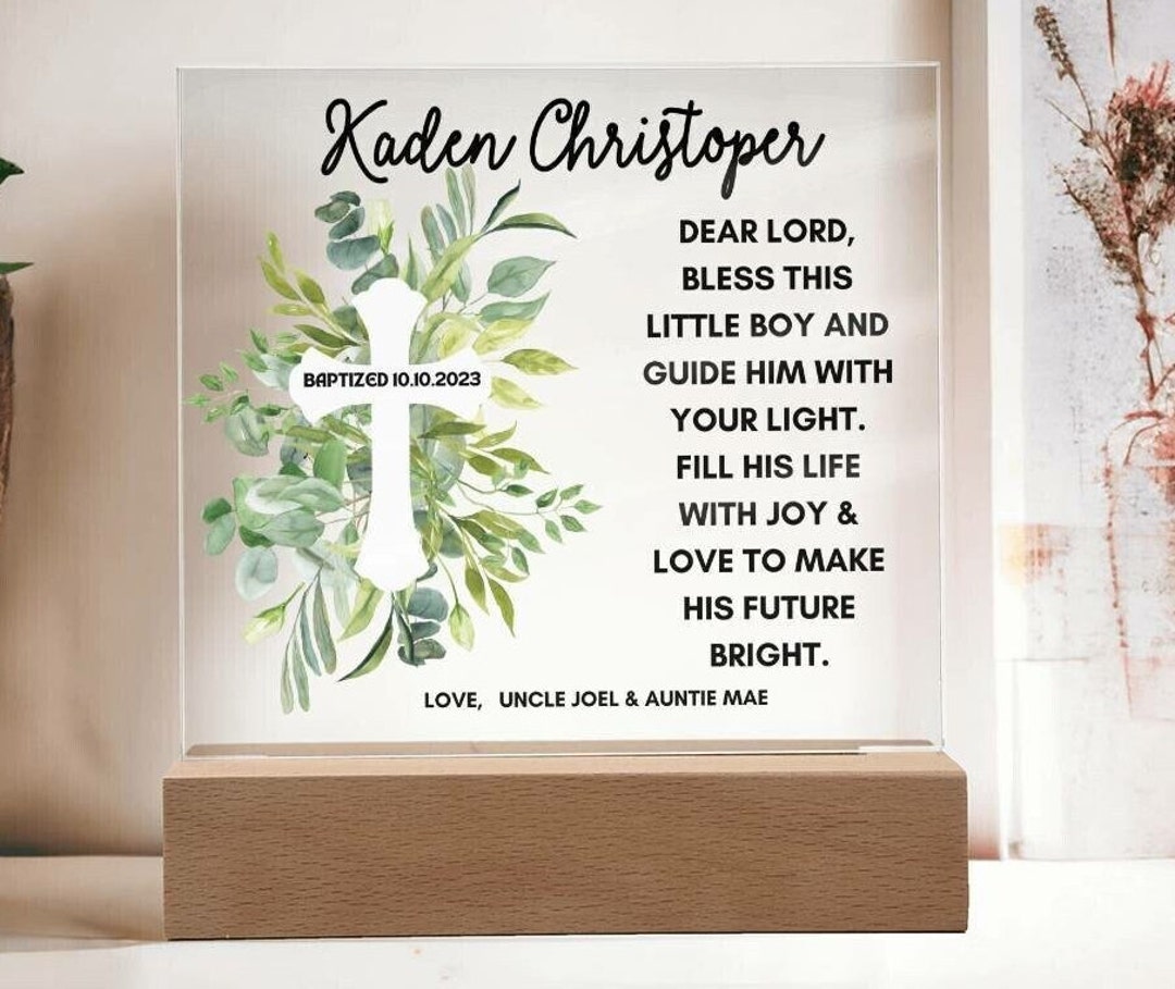 Baptism Day Gift for Boy LED Light Baptism Gift for Godchild Acrylic ...