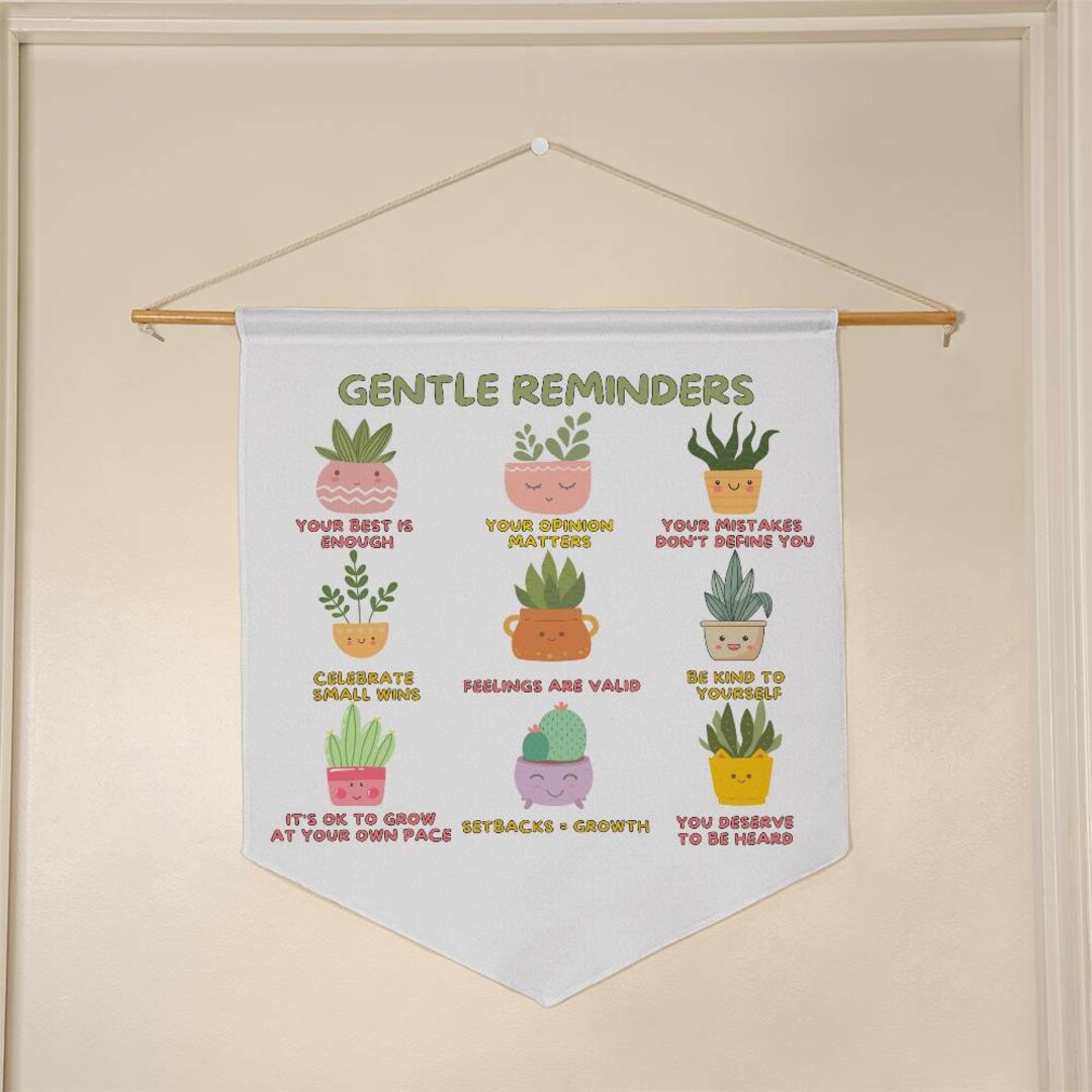 Gentle Reminders Wall Pennant Mental Health Wall Art Self Love Reminder ...