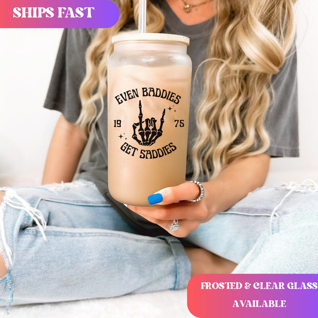 ADHD Frosted Coffee Tumbler Cup Counselor Gift Even Baddies Get Saddies ...