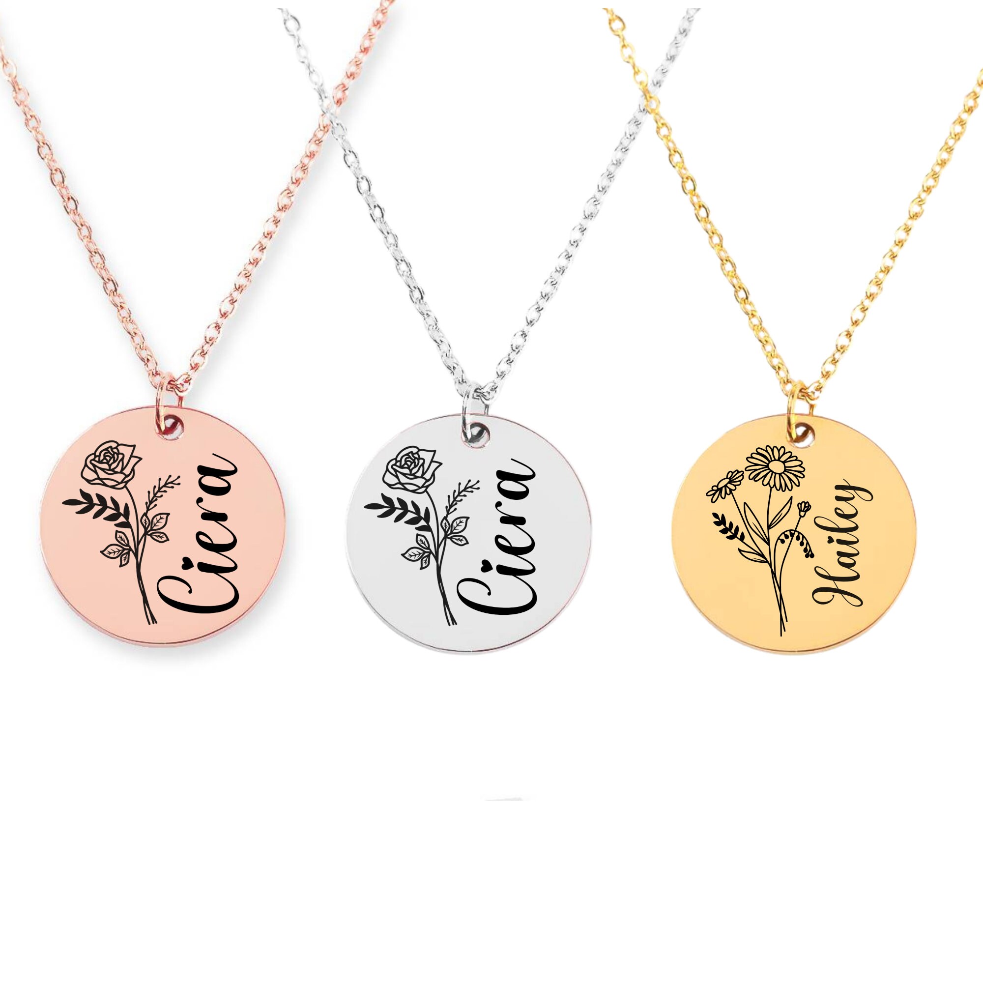 50th Birthday Birth Flower Necklace Personalized Vintage 1973 - Etsy