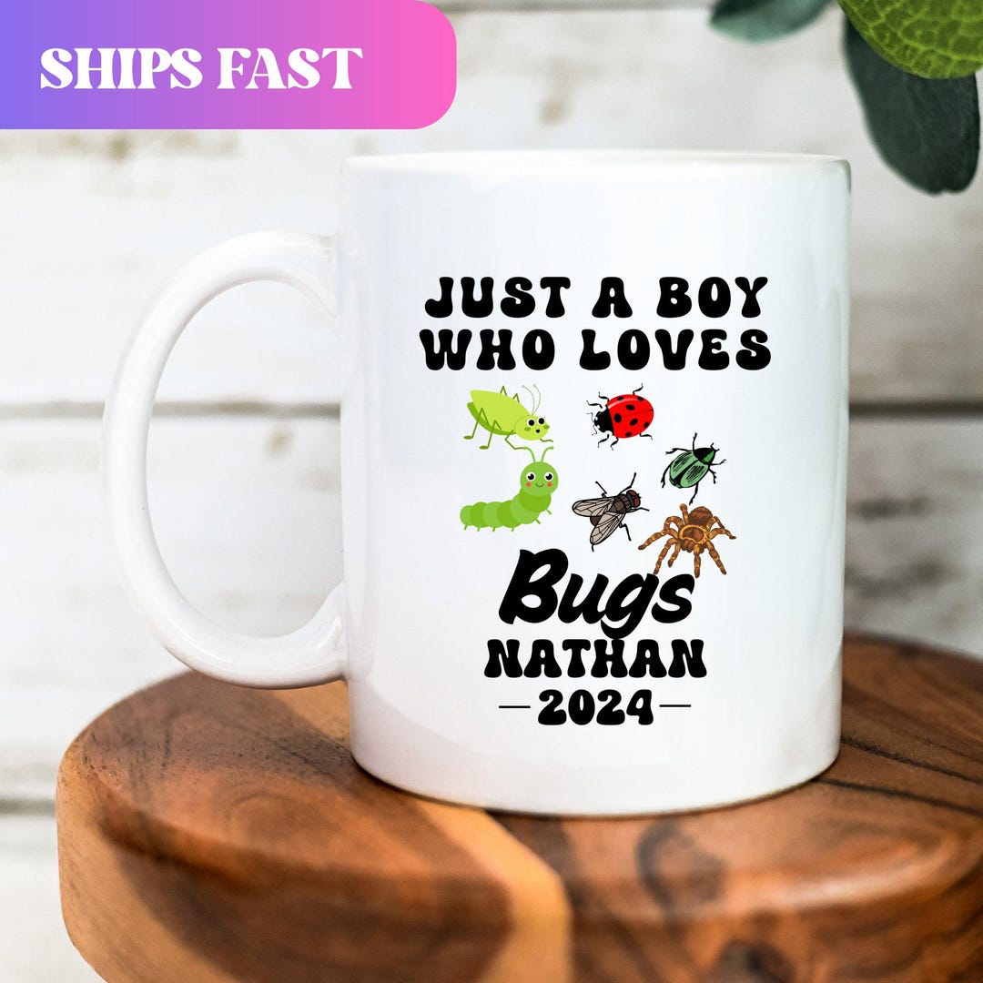 Personalized Bugs Mug, Custom Just a Boy Who Loves Bugs Coffee Mug ...